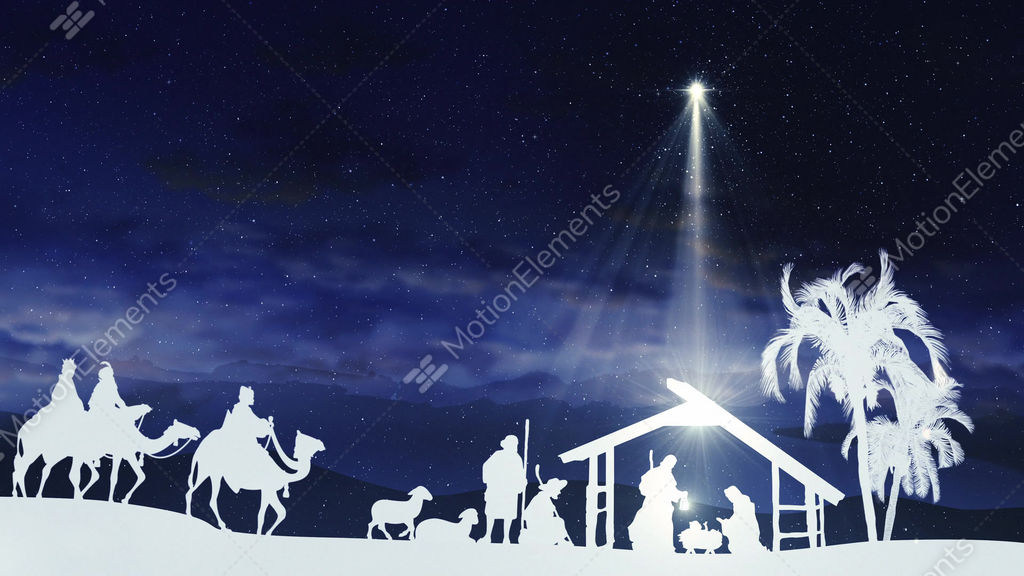 Blue Christmas Background Nativity